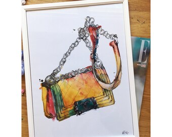 Chanel bag drawing | Etsy