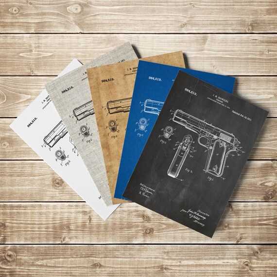Colt M1911 Colt M1911 Patent Pistol Blueprint Colt 1911