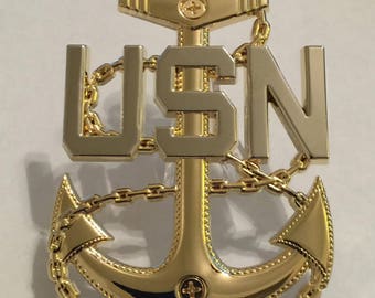 Challenge Coin Display Navy Chief Petty Officer W/ Large Base