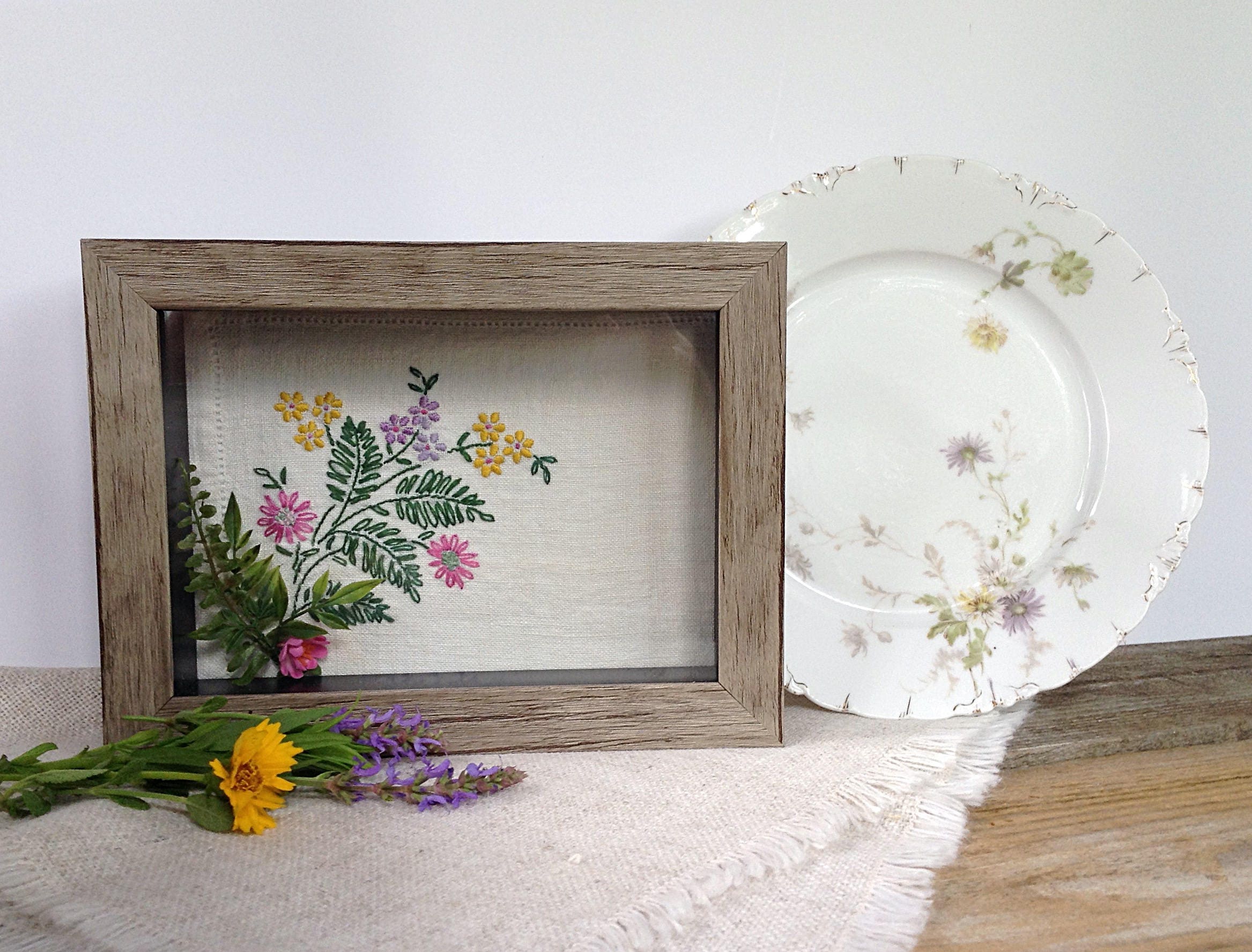 Rustic shadow box dusty purple decor woodland shadow box