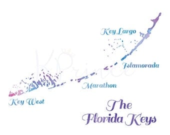 Florida keys map | Etsy