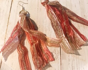 Sari silk earrings | Etsy