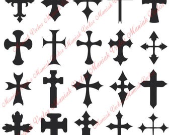 Fancy cross silhouette / 20 fancy cross svg /Silhouettes