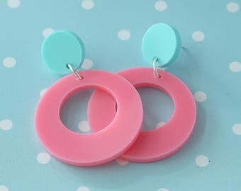 Retro hoop earrings | Etsy