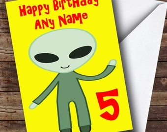 Alien birthday card | Etsy
