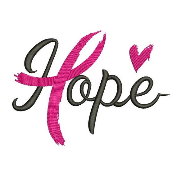 Hope Breast Cancer Ribbon Embroidery Design Instant Download