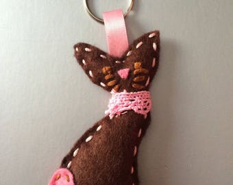 Cat Hat Keychain Cat Hat Key Chain Pink Cat Hat Cat