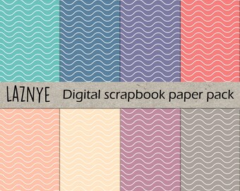 Waves digital paper: OCEAN Scrapbook Paper Sea