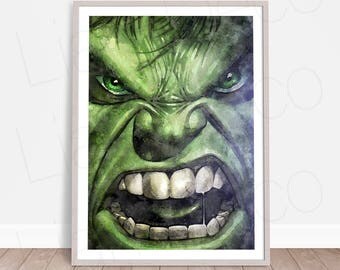 Hulk watercolor | Etsy