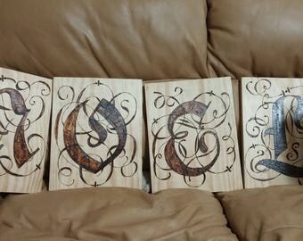 Wood burned Art Original Abstract Unique Art on Wood