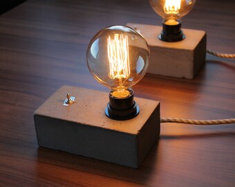 Concrete lamp Edison bulb or LED bulb bedroom light Black