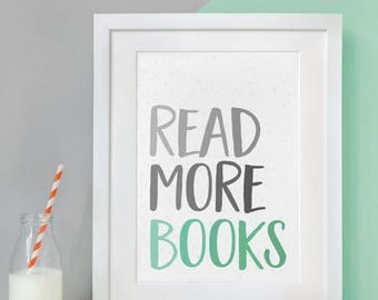 Book Print Art 11x14 Books Poster Wall Decor Book Reading