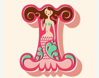 Mermaid alphabet | Etsy