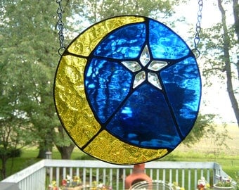 Stained glass moon | Etsy