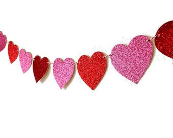 Pink heart garland | Etsy