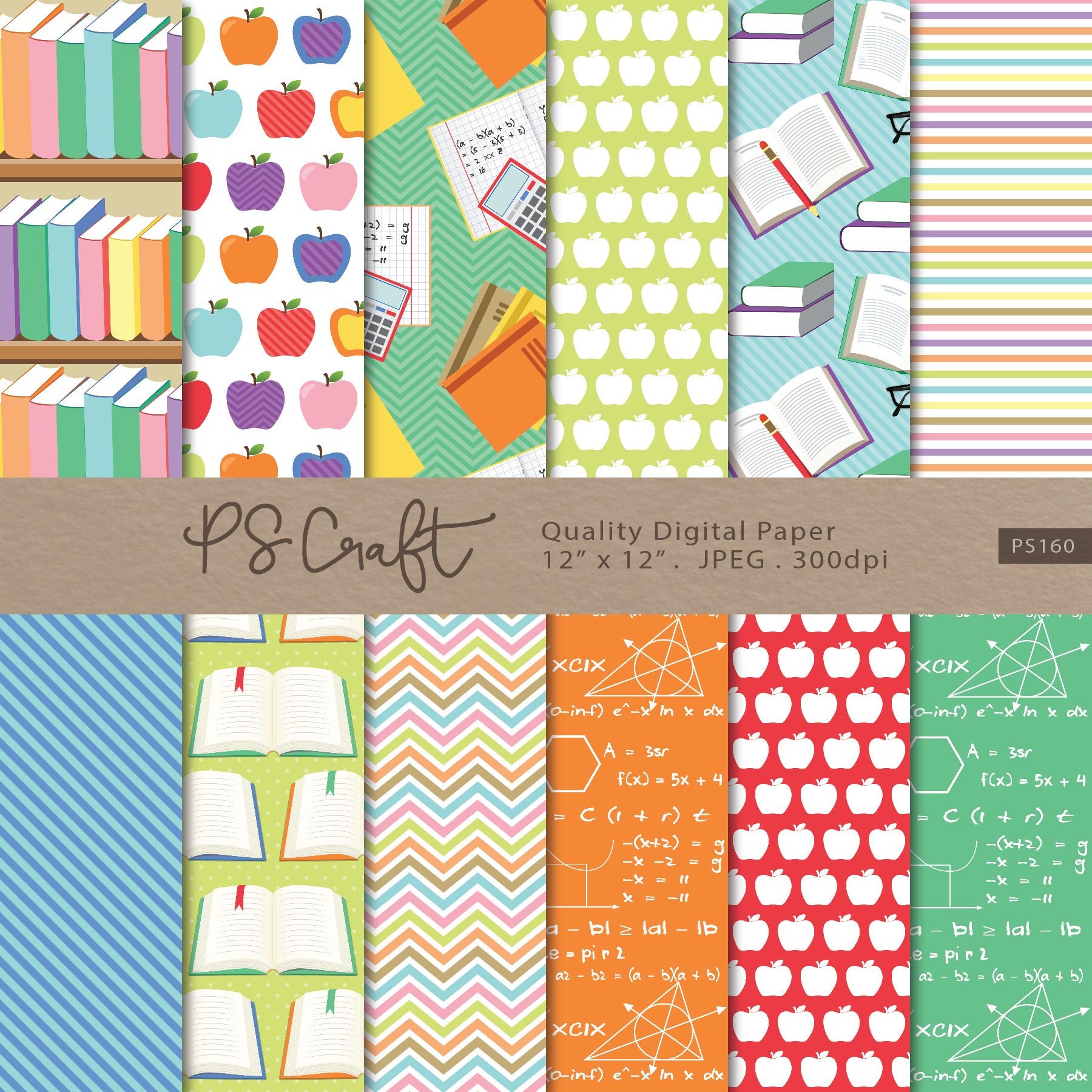 Teachers Digital Papers SEAMLESS Back to School Background