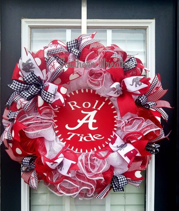 Items Similar To Alabama Crimson Tide Wreath Front Door Wreath Deco