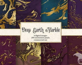 Purple and Gold Marble Digital Paper purple marble textures