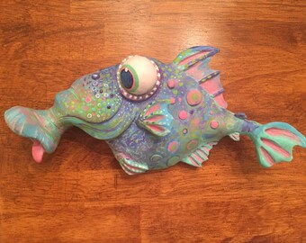 Clay fish sculpture | Etsy
