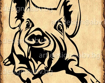 Pig dxf | Etsy