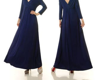 Navy blue maxi dress | Etsy