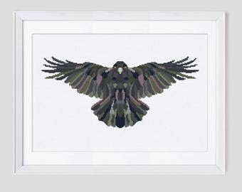 Raven cross stitch | Etsy