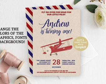 Airplane invitation | Etsy