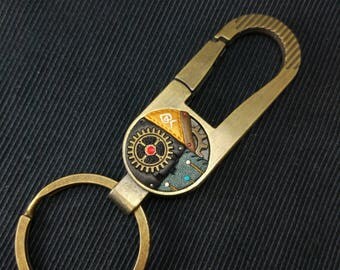 Clock keychain Prague clock key ring Clock jewelry Steampunk