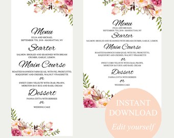 Editable menu | Etsy
