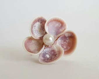 double seashell fan shell mermaid open ring sterling silver