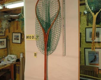 Personalized handmade wooden landing net fly fishing net