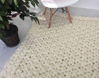 Chunky Rug Chunky Knit carpet Giant knit throw Jumbo knit