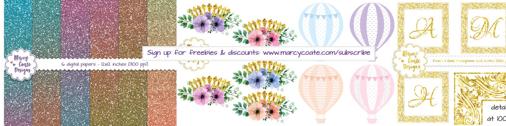 Commercial Use Digital Papers Clipart & by MarcyCoateDesigns