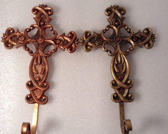 Faith Ornate Wire Woven Cross in Copper