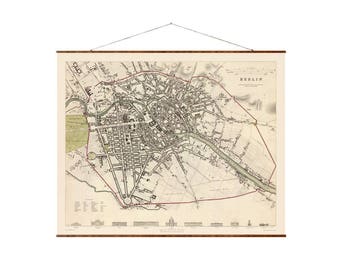 Old Map of Berlin Germany 1860 Antique Vintage