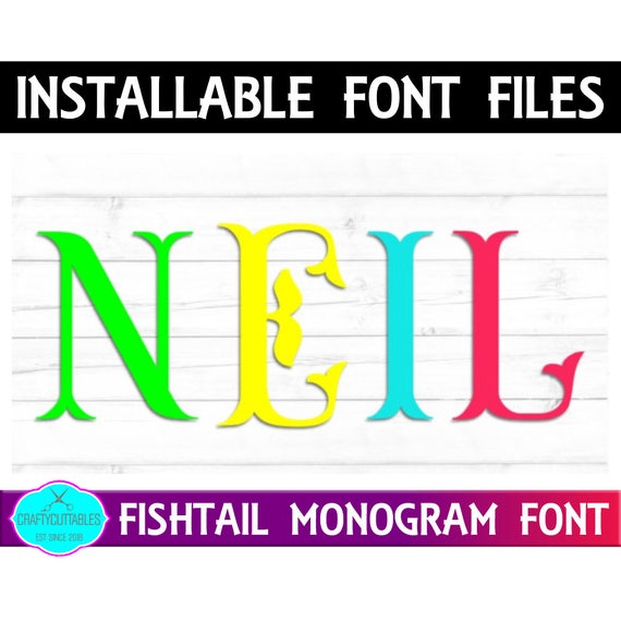 Fishtail Monogram Font in ttf true type font otf open