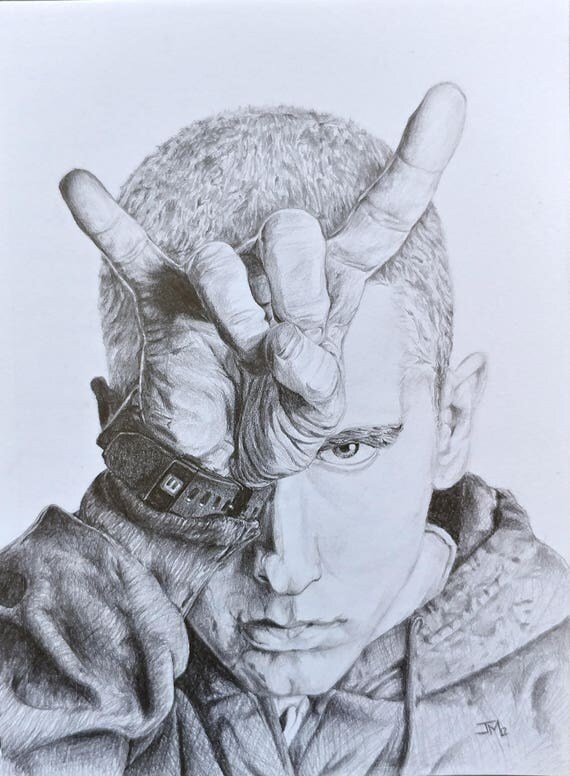 Eminem original Pencil Drawing Marshall Mathers Rap God