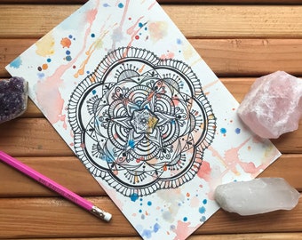 Watercolor mandala | Etsy