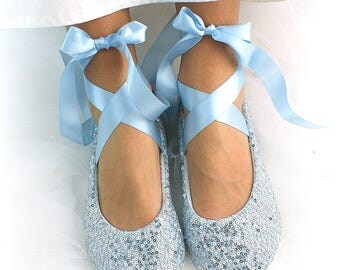 Blue ballet flats | Etsy