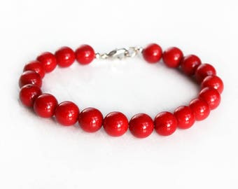 Red bead bracelet | Etsy