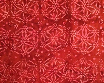 Red batik fabric | Etsy