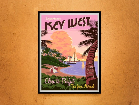 Reprint of a Vintage Travel Poster to Key West Florida