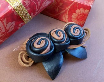 Leather brooch | Etsy