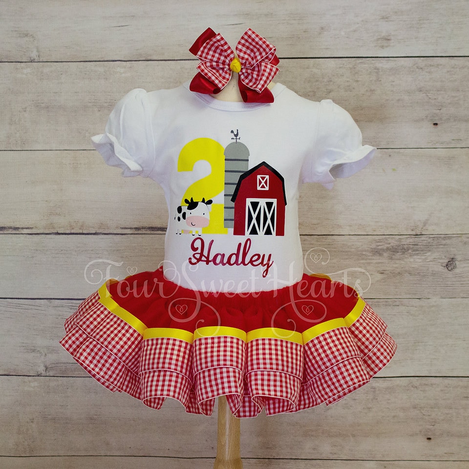 Farm Birthday Outfit Girls Barnyard First Birthday Farm