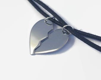 Split heart necklace | Etsy