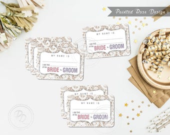 Name Tags Shabby Chic Burlap Printable Event Wedding