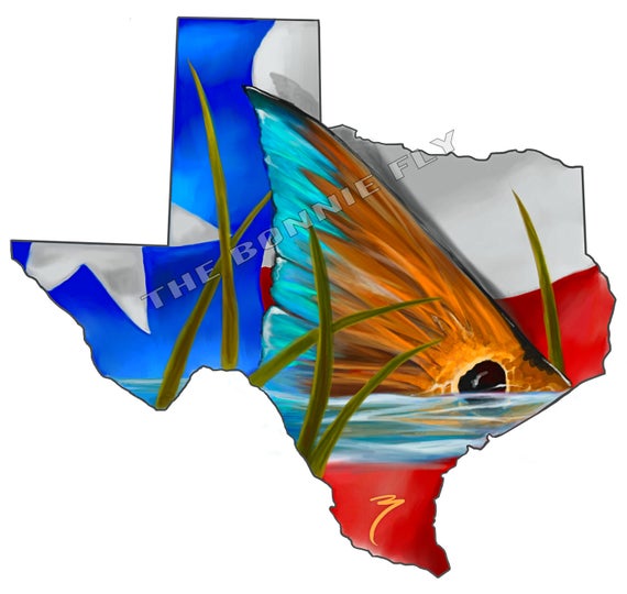 Redfish Tailing through Texas Decal / Inshore Fishing Sticker