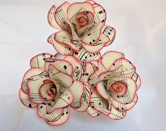 Music paper flowers | Etsy