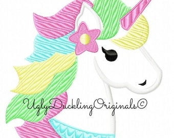 Unicorn Applique Embroidery Design Instant Download
