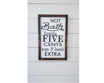 Rustic bathroom sign | Etsy